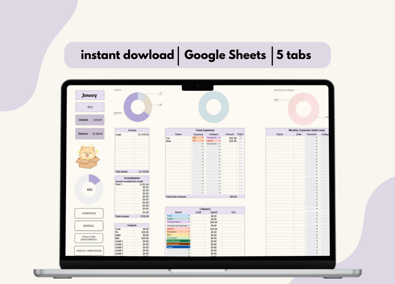 Budgeting Template for Google Sheets (Fully Customizable) – Minha loja
